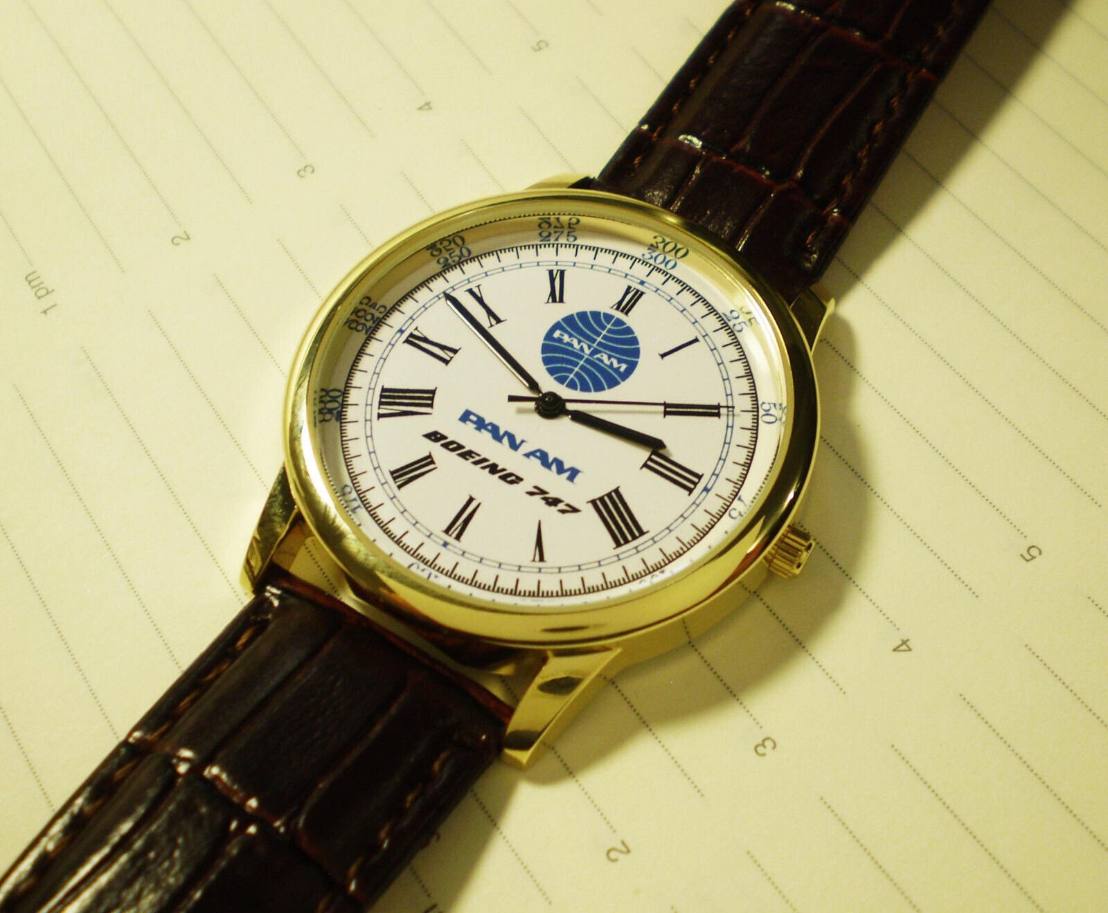 Pan Am Airways, Boeing 747 Wrist Watch, Retro 1960-70's Vintage Style ...