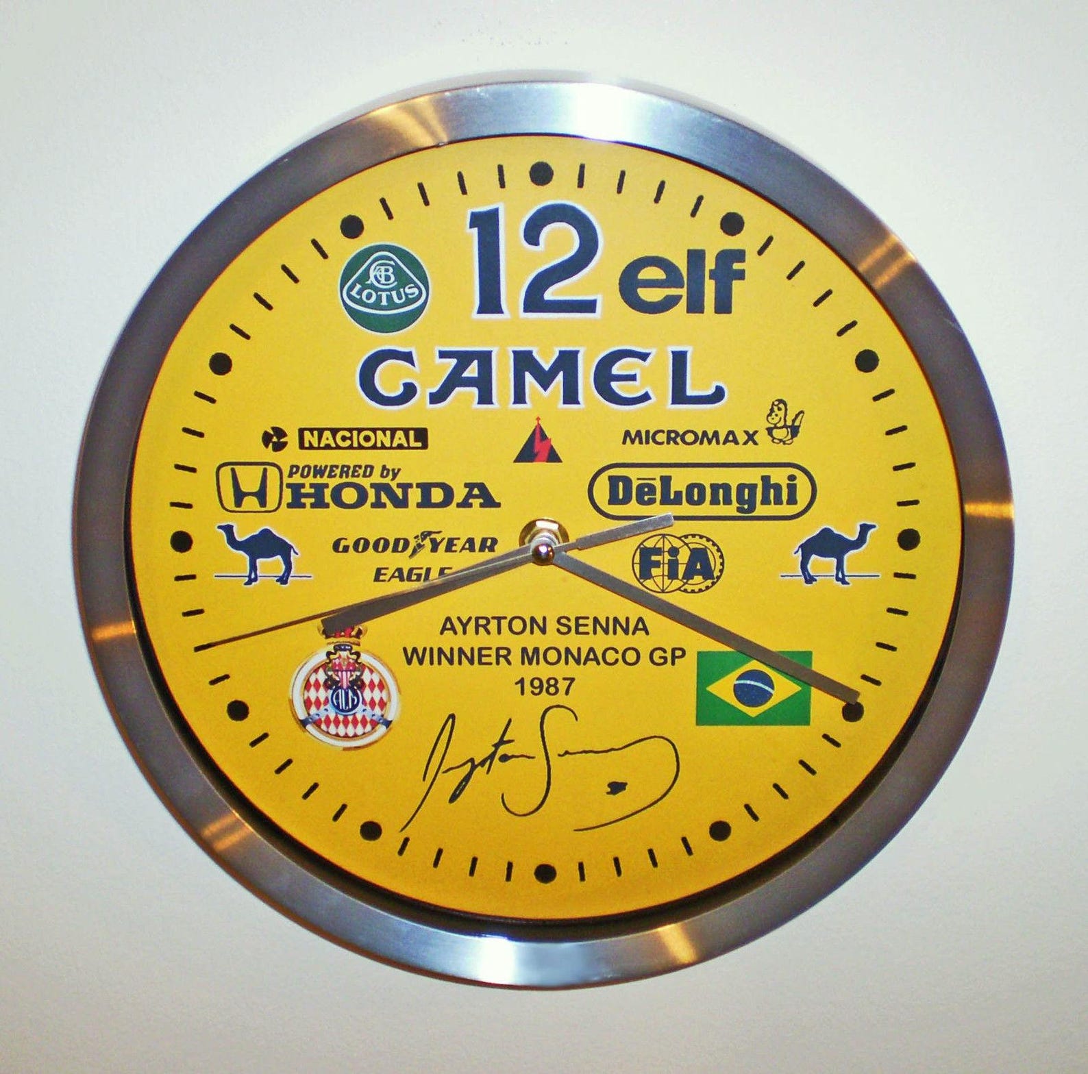Ayrton Senna Souvenir/tribute Wall Clock, 1st Win @ Monaco Grand Prix ...