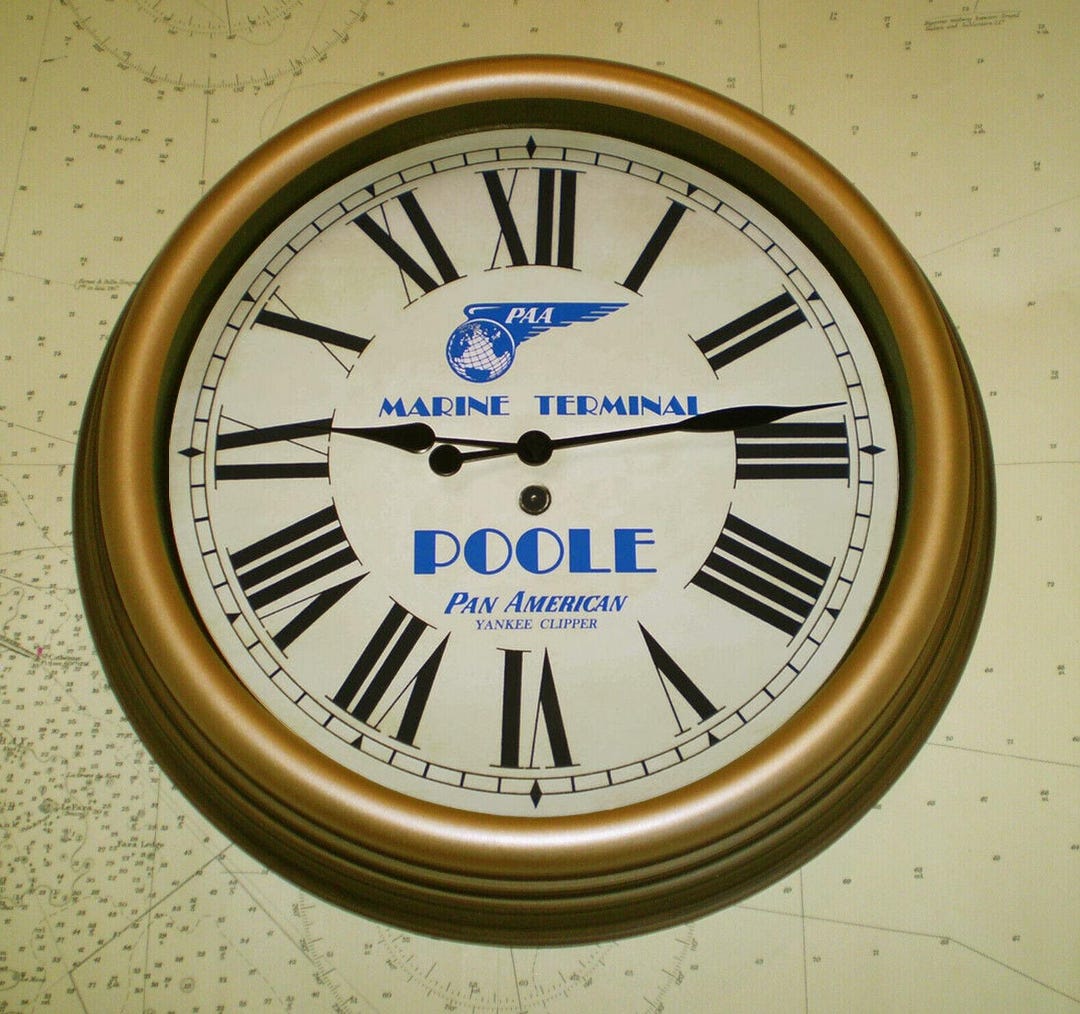 PAA, Vintage 1940's Style Marine Terminal Clock Poole Flying Boats ...