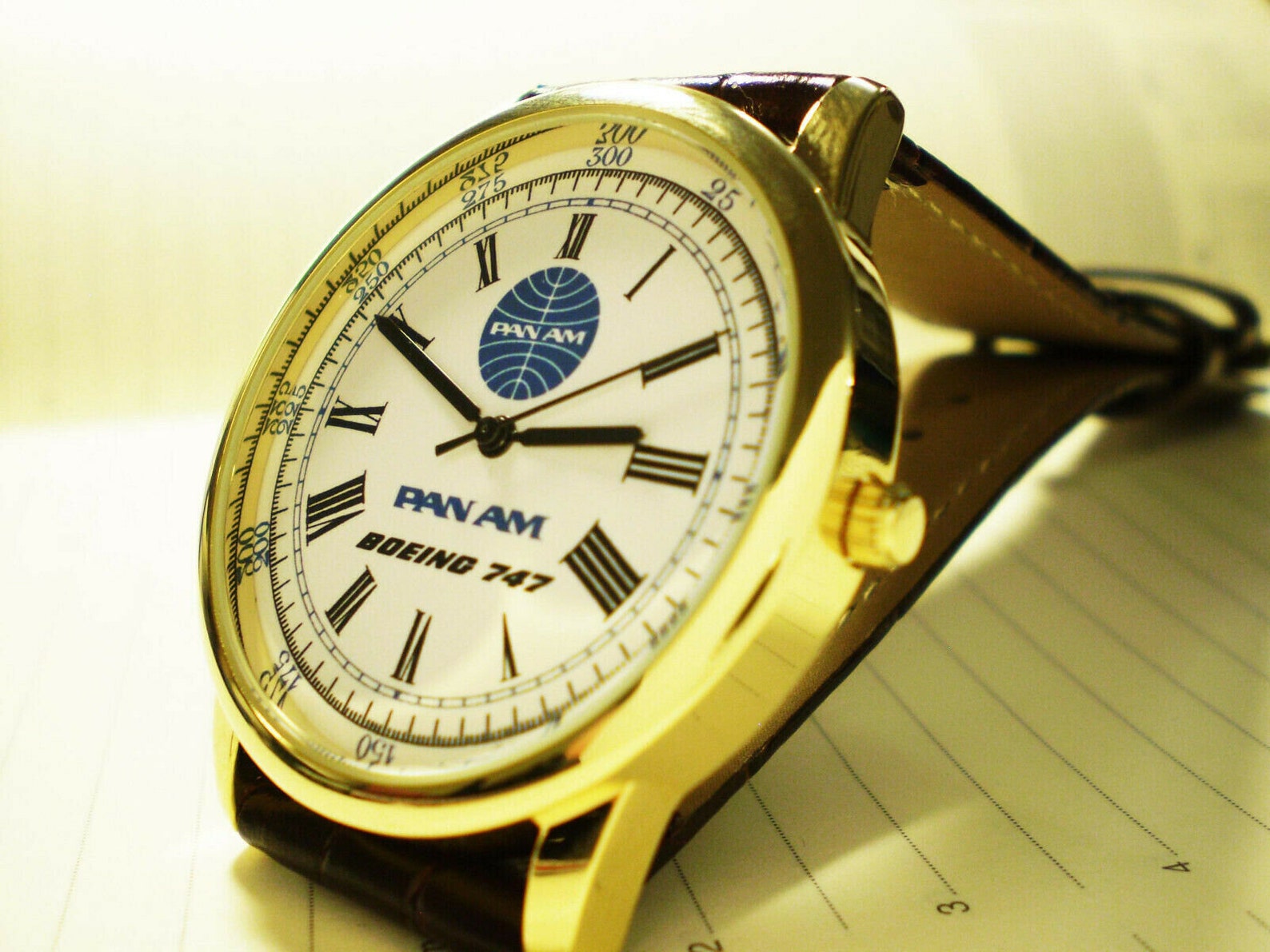 Pan Am Airways, Boeing 747 Wrist Watch, Retro 1960-70's Vintage Style ...
