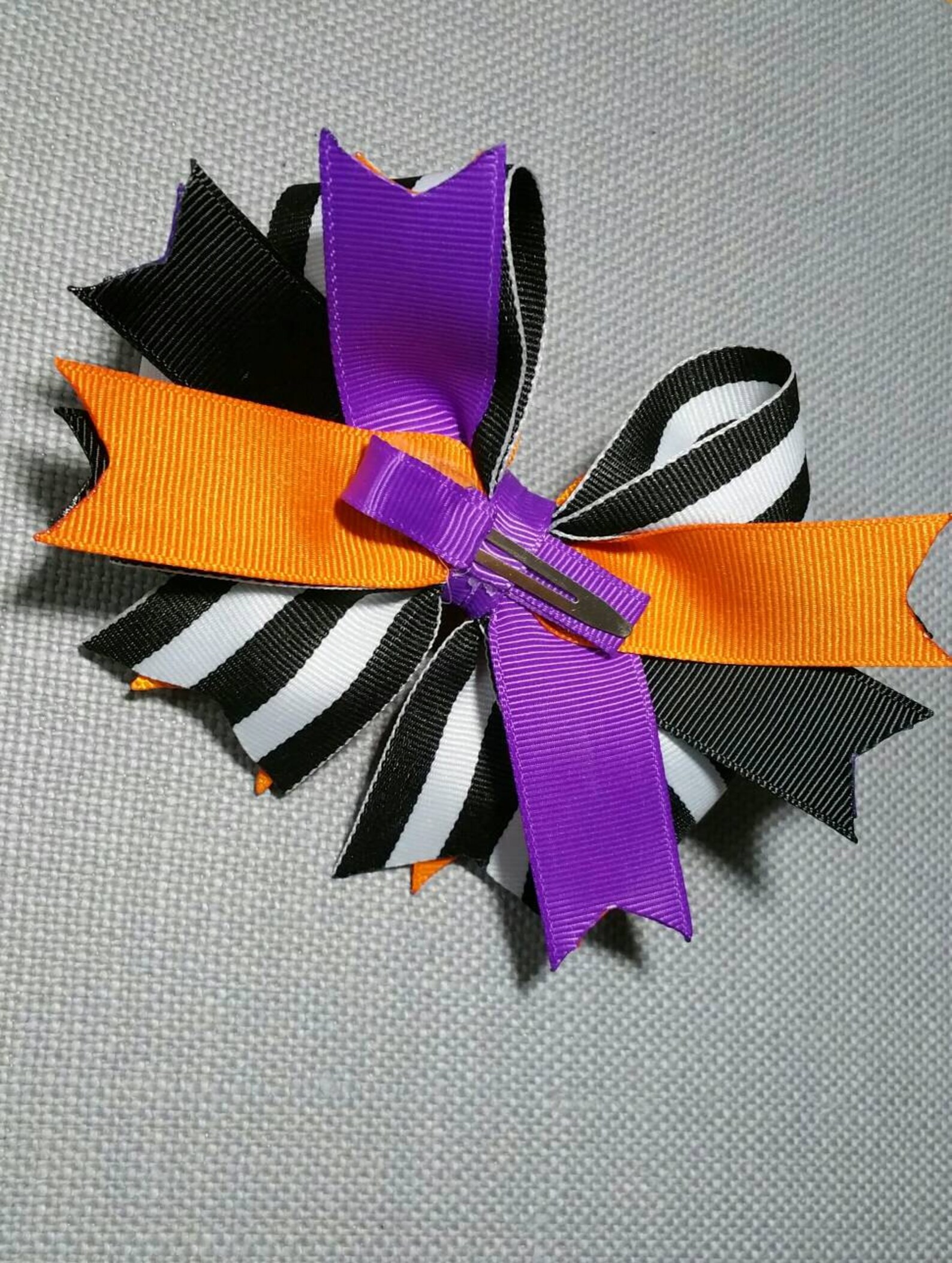 Halloween Hair Bow Double Stacked Bows Too Cute to Spook - Etsy