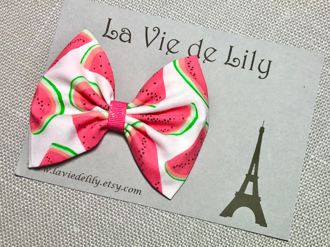 Watermelon Pink Bow One in a Melon Bow Watermelon Bow Melon - Etsy