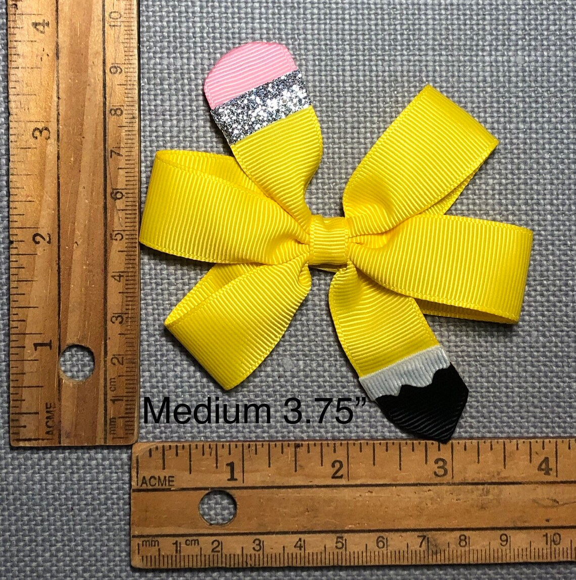 Pencil Hair Bow Pencil pinwheel bow School Bow hair | Etsy
