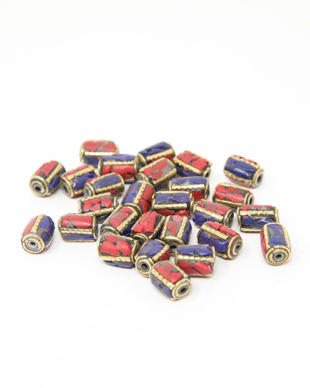 Lapis Lazuli Inlay Beads Tibetan Red Coral Buddhist Beads Spacer Beads ...