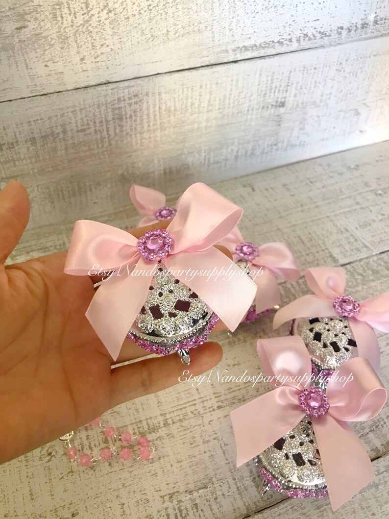 12 Baptism Favors Boxes With Mini Rosaries- Girl Baptism Favors- Girl ...
