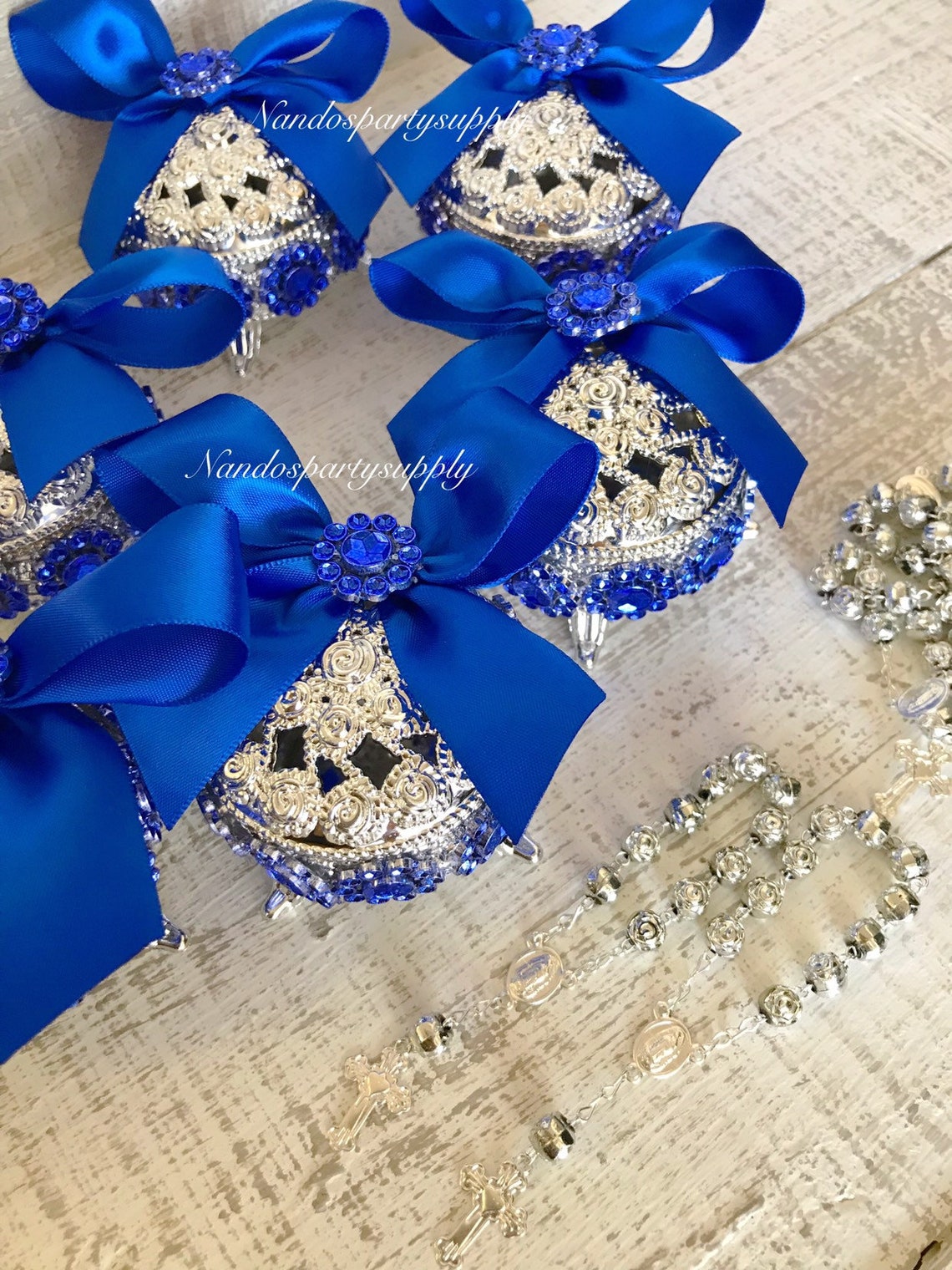 12 Baptism Favors Boxes With Mini Rosaries- Girl Baptism Favors- Girl ...