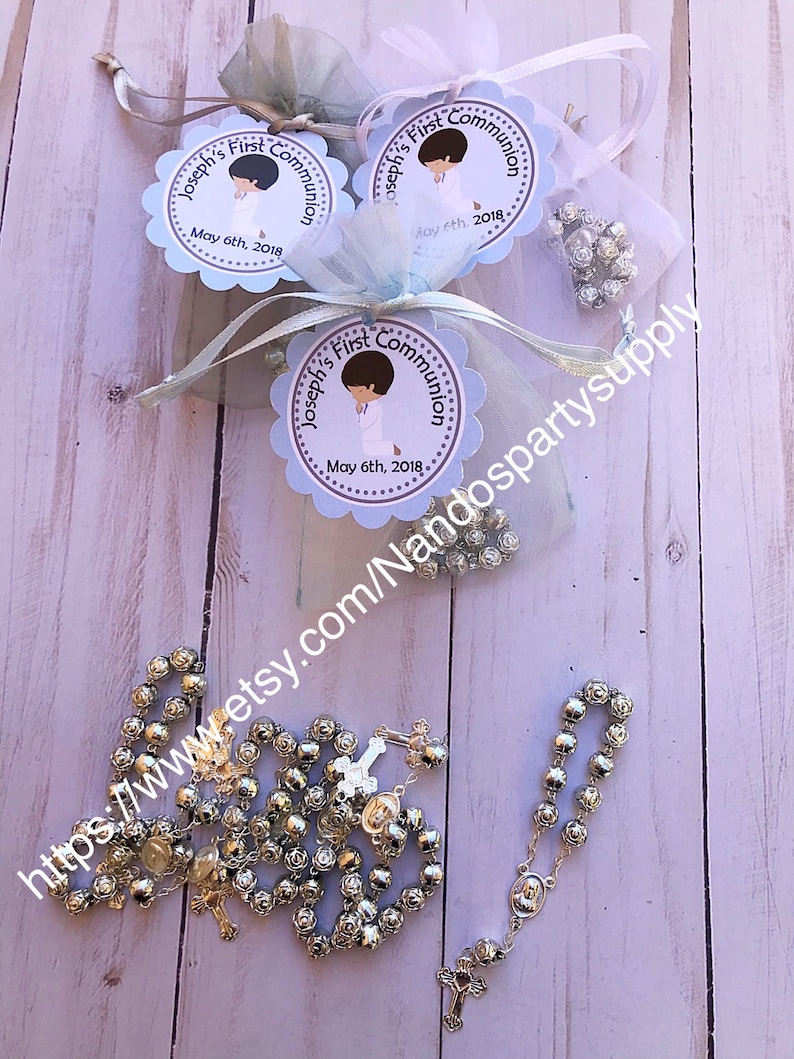24 First Communion Favors With Mini Rosaries- Boy First Communion ...