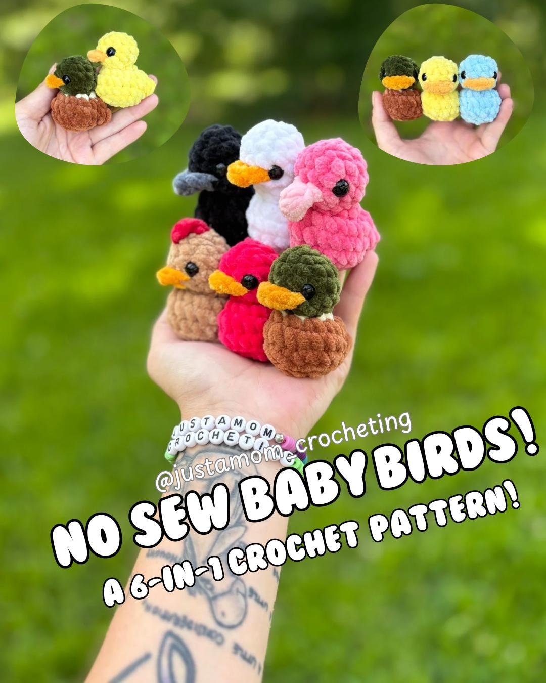 No Sew Crochet Baby Bird Patterns: Duck, Crow, Chicken, Flamingo (PDF ...