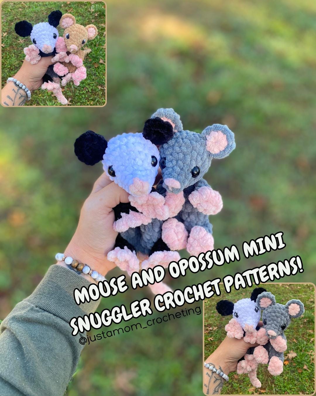Mouse and Opossum Mini Snuggler Crochet Patterns Crochet Plushies - Etsy