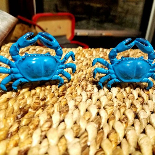 1 Blue or Red Metal Crab Hermit Knobs Decorative Nautical - Etsy