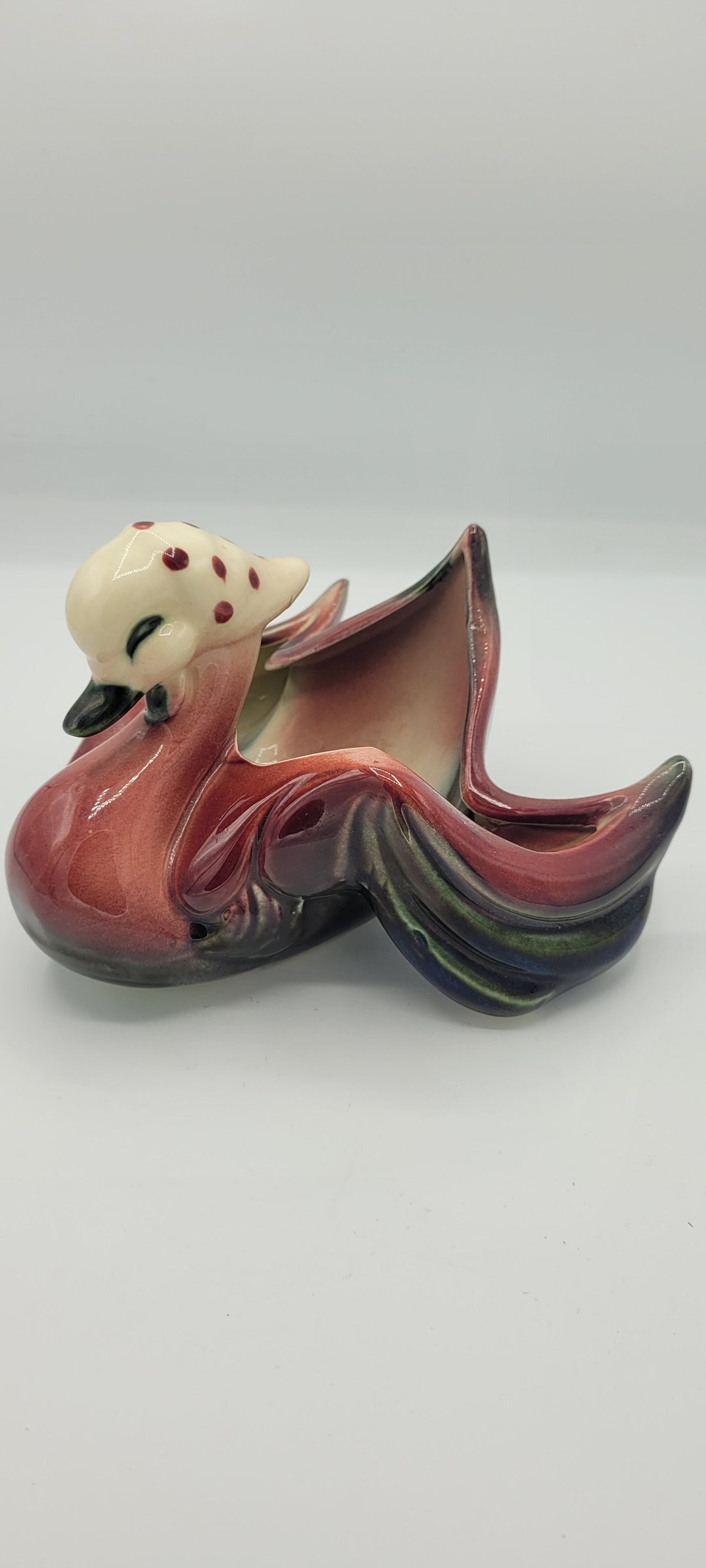 Vintage Small Pottery Hull Mother Goose Swan Ceramic Planter Bonnet ...