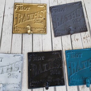 1 Vintage Style Bath Cast Iron Sign With Hook Shabby Farmhouse Plaque ...