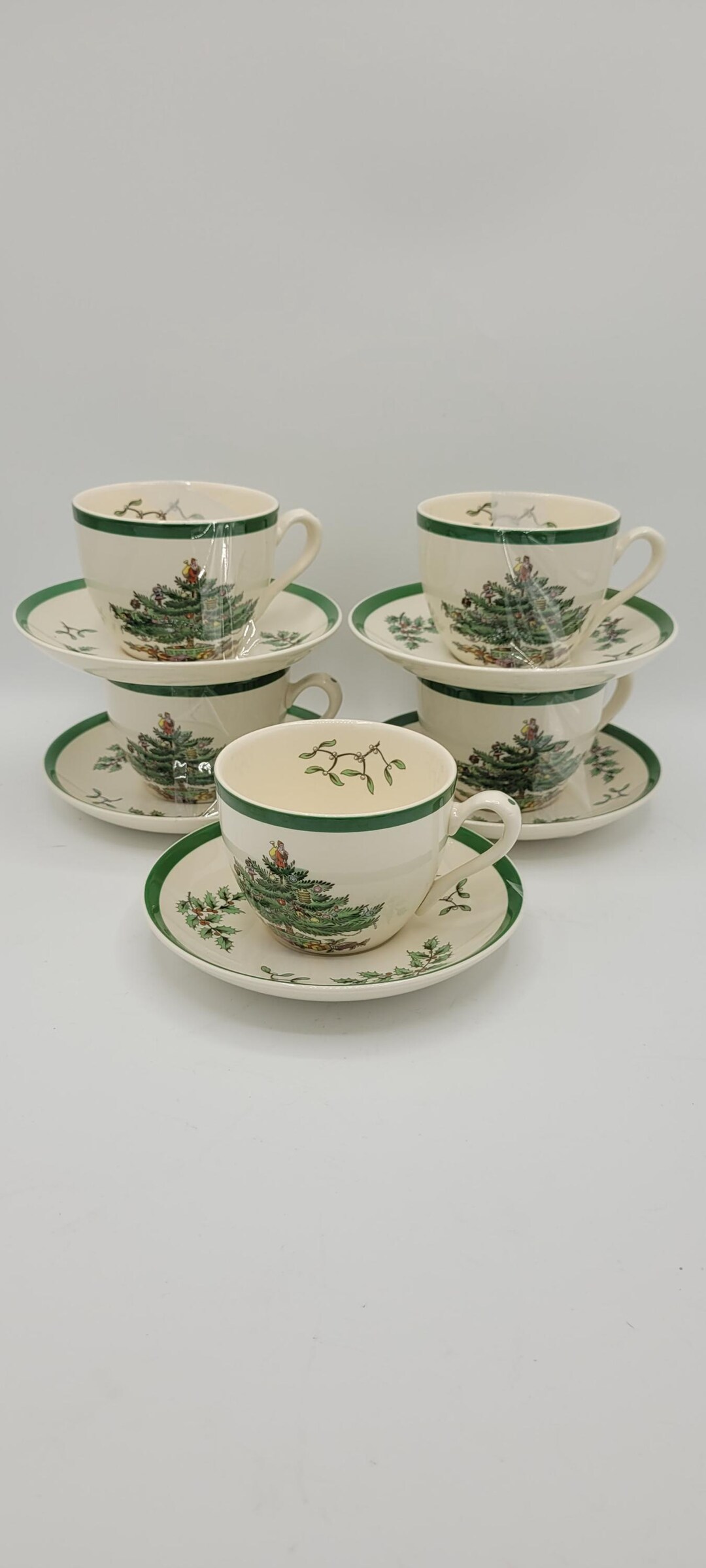Spode Christmas Tom and Jerry Tree 7 Mugs and Saucers Creme Cup With ...