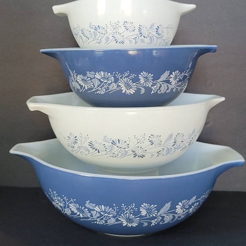 Vintage Pyrex Mixing Bowl Set Colonial Mist Clear Bowls - Etsy