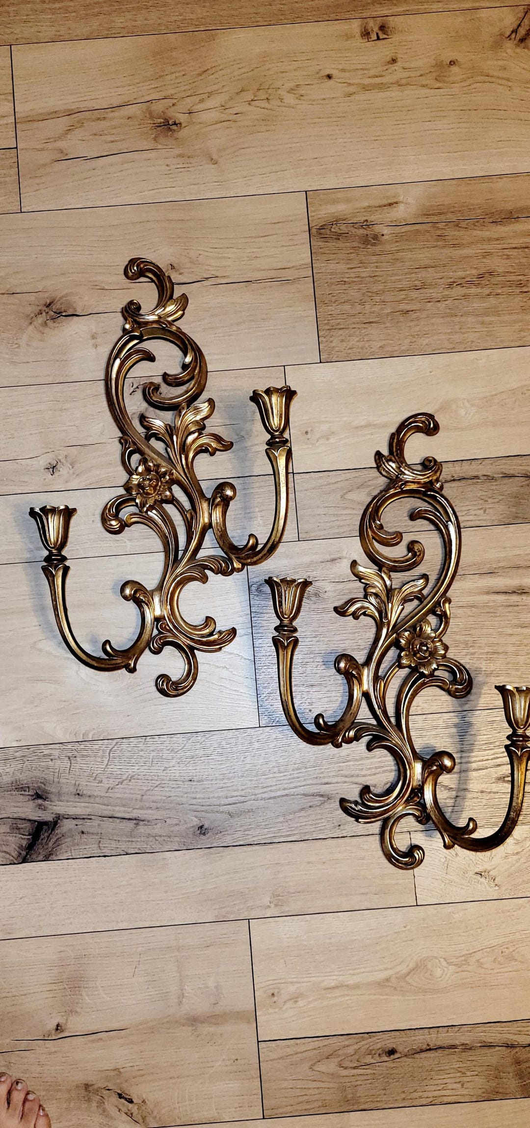 Syroco Wall Sconces Hollywood Regency Soft Gold Color Style 4530 Pair ...