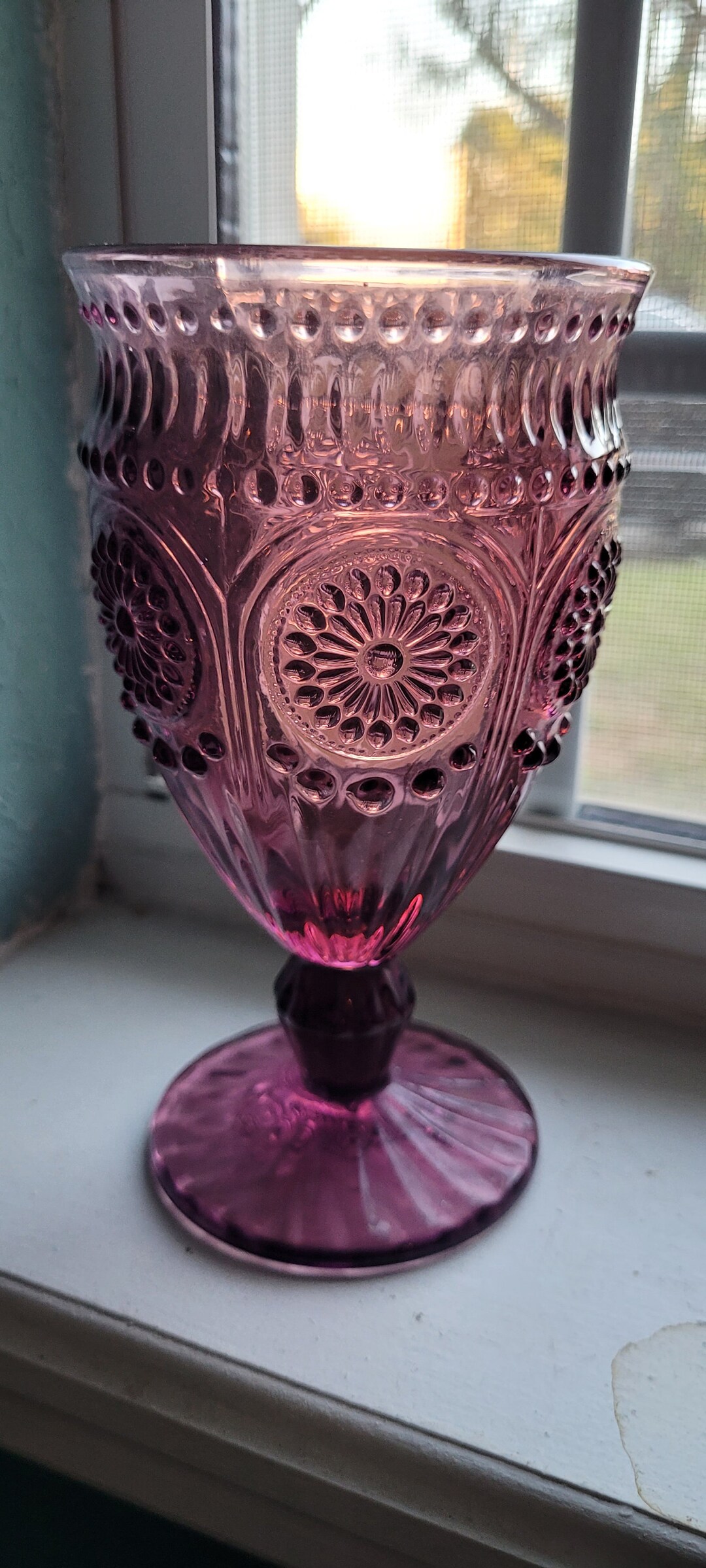 Set of 4 Beautiful Adeline Plum Purple Wine Glasses Goblets With Tulip ...