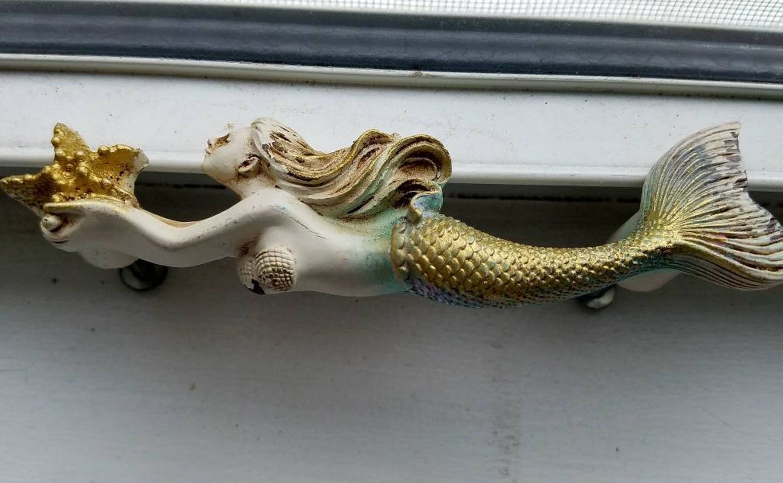 Resin Mermaid Drawer Pull Mermaid Knob Beach Nautical - Etsy