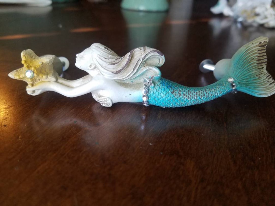 Resin Mermaid Drawer Pull, Mermaid Knob, Beach, Nautical Decor, Resin ...