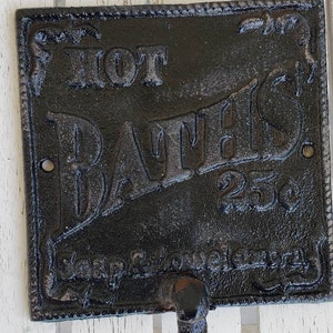 1 Vintage Style Bath Cast Iron Sign With Hook Shabby Farmhouse Plaque ...