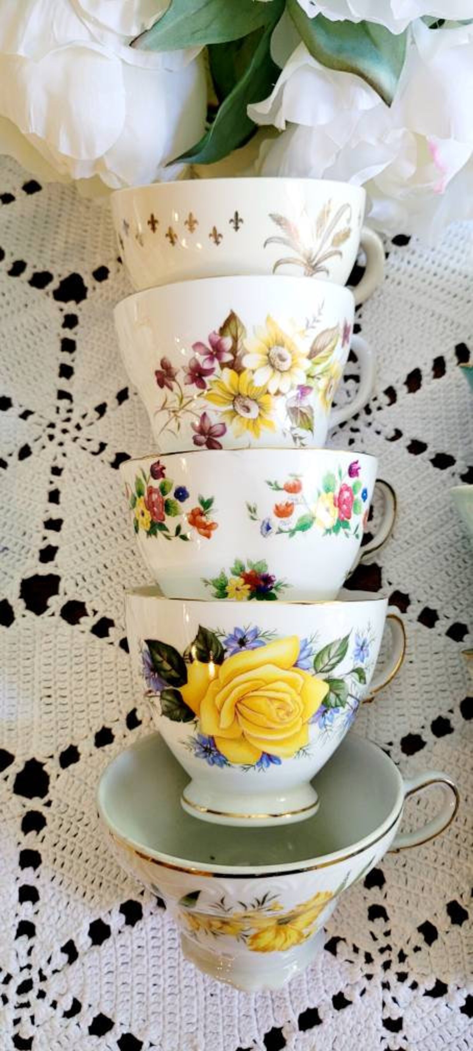 1 Vintage Mismatched Tea Cup and Saucer Sets Wedding Party - Etsy