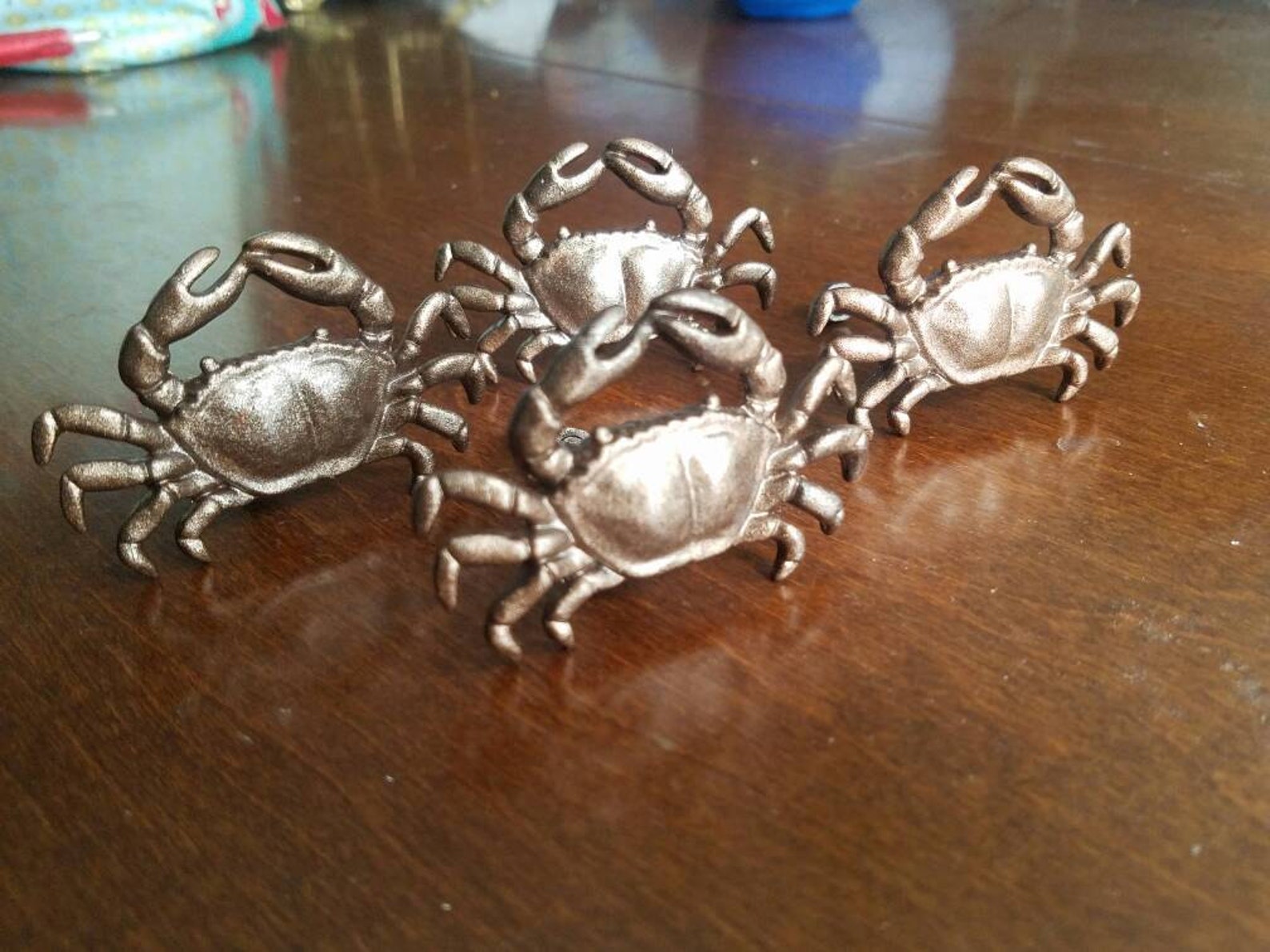 1 Blue or Red Metal Crab Hermit Knobs Decorative Nautical - Etsy