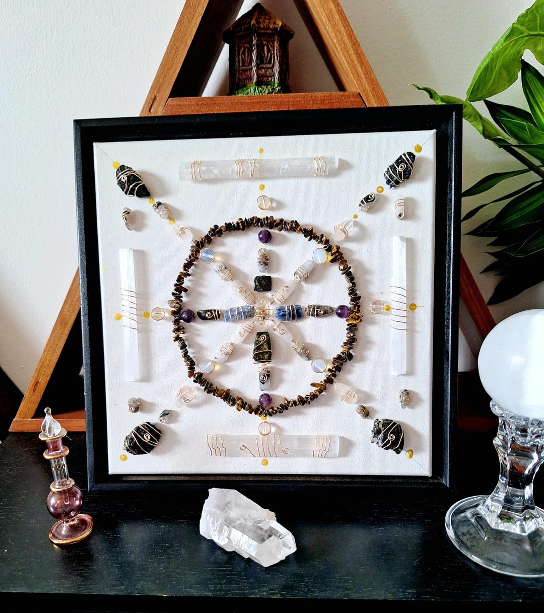 Reiki Infused Crystal Grid Art, House Blessing, Framed Mandala - Etsy