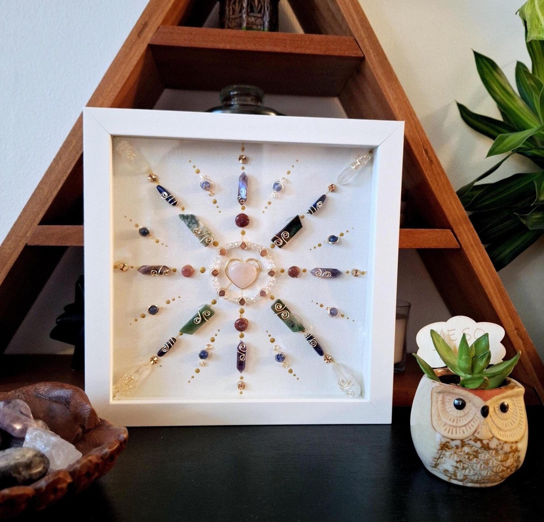Mandala Crystal Grid Hanging Wall Art House Warming Blessing Wedding ...