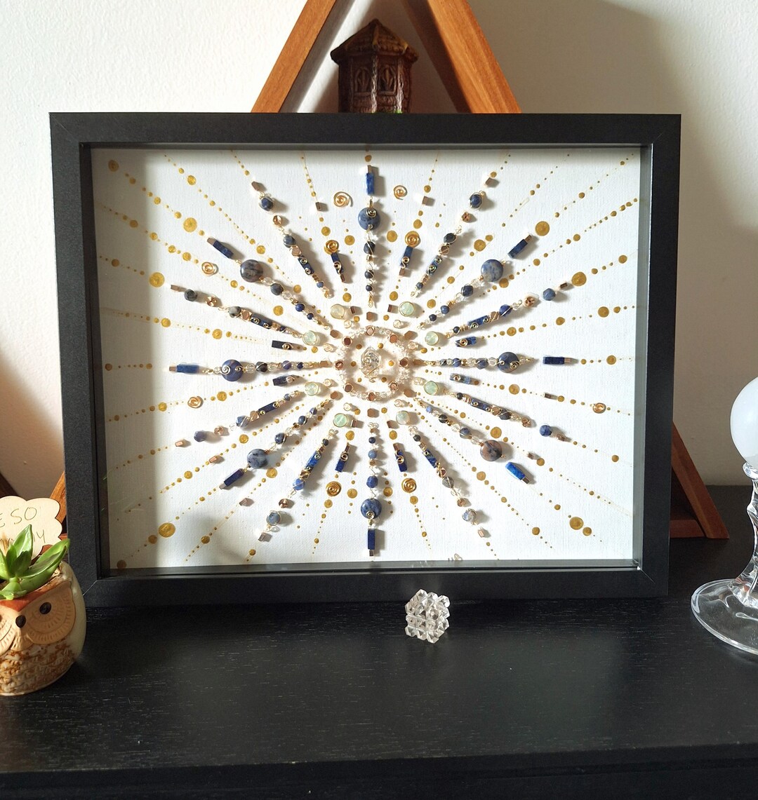 Intuition Crystal Grid Mandala Wall Art Featuring Sodalite Lapis Lazuli ...