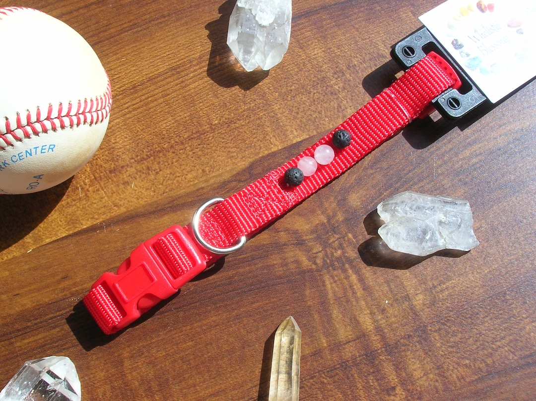 Crystal Therapy Dog Collar/ Personalized Red Rose Quartz Dog Collar ...