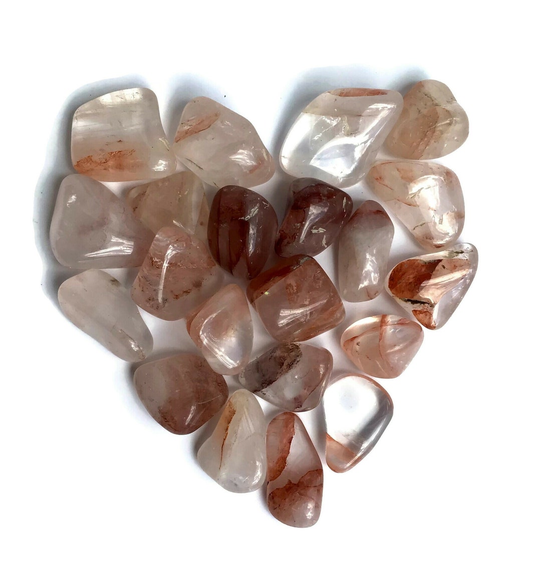 Fire Quartz Tumbled Stone, Clear Quartz Red Hematoid Stone / Harlequin ...