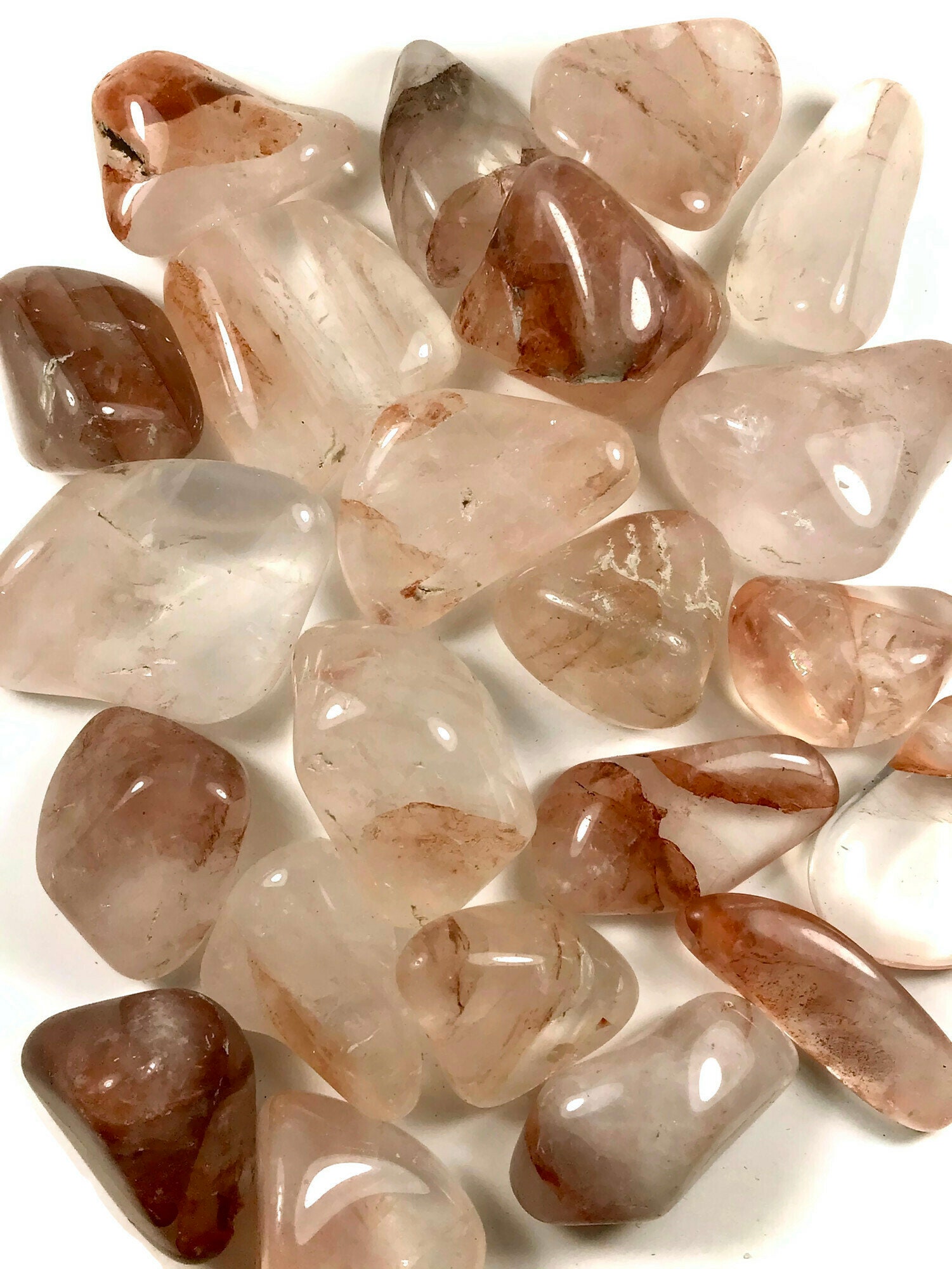 Fire Quartz Tumbled Stone Clear Quartz Red Hematoid Stone / | Etsy