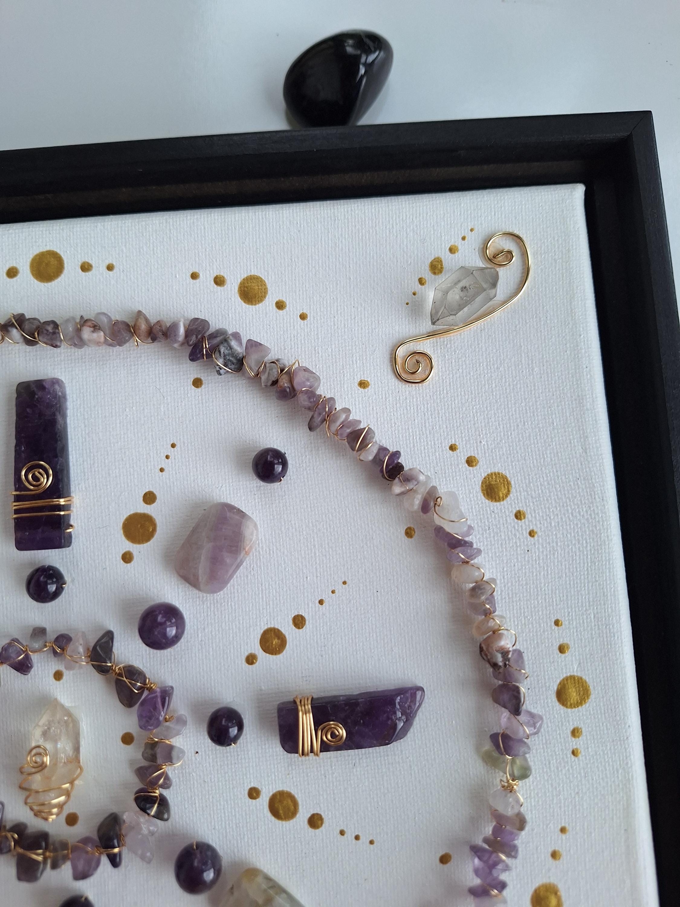 Amethyst Crystal Grid Mandala Wall Art, Spiritual Art Housewarming ...