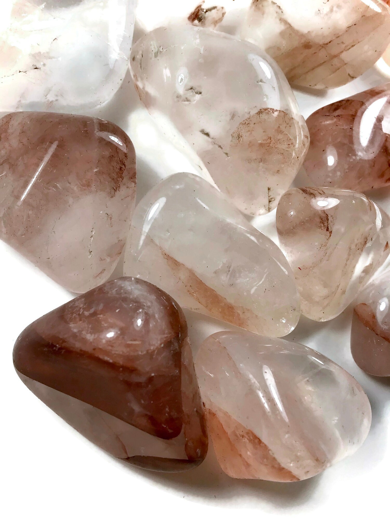 Fire Quartz Tumbled Stone Clear Quartz Red Hematoid Stone / | Etsy