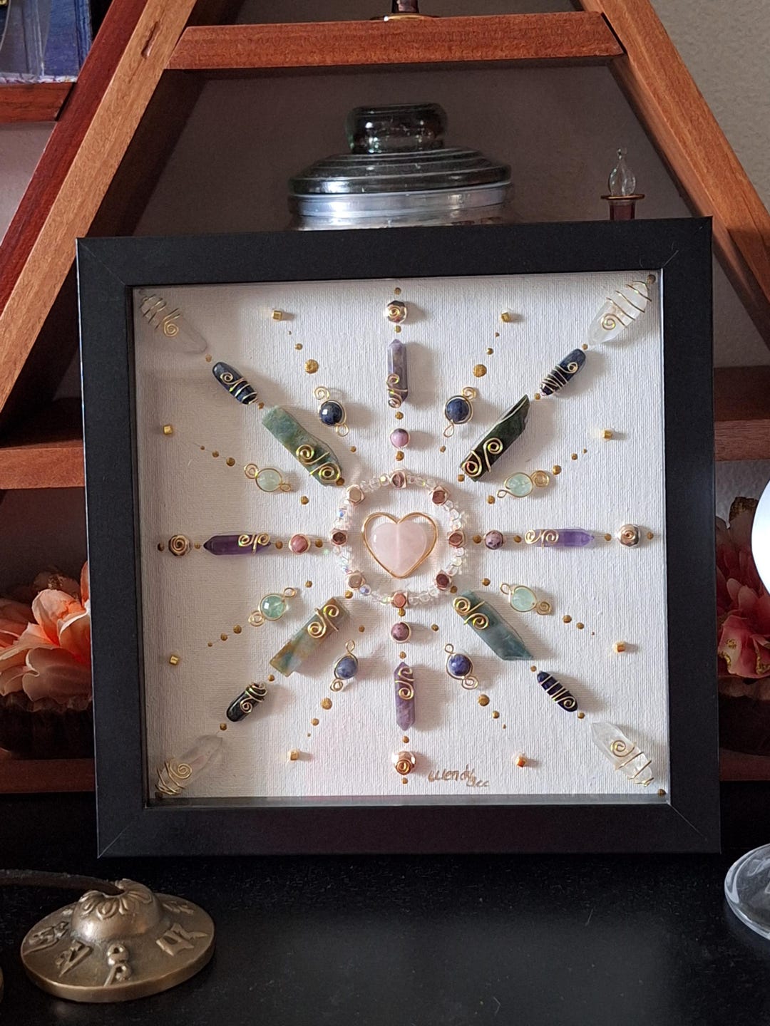 Gemstone Crystal Grid Wall Art, House Blessing Mandala - Etsy