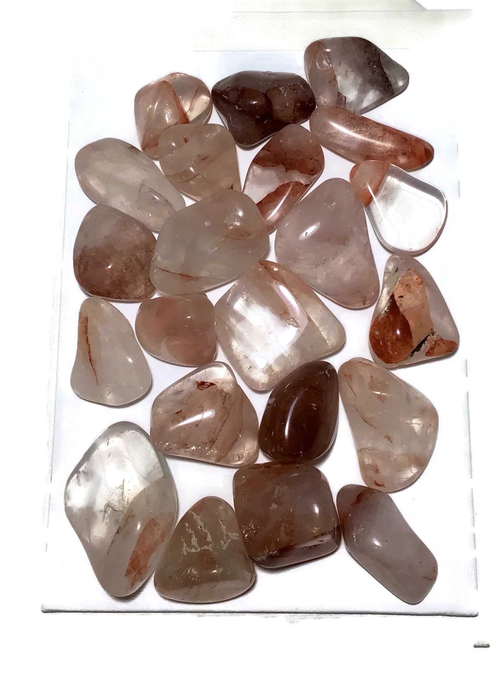 Fire Quartz Tumbled Stone Clear Quartz Red Hematoid Stone / | Etsy