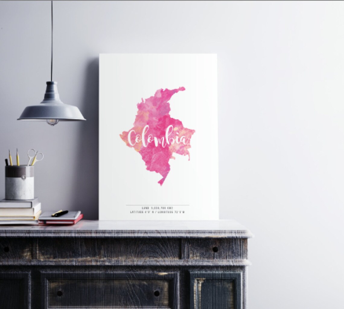 Colombia Map Poster / Printable Art Print / Decor Instant - Etsy