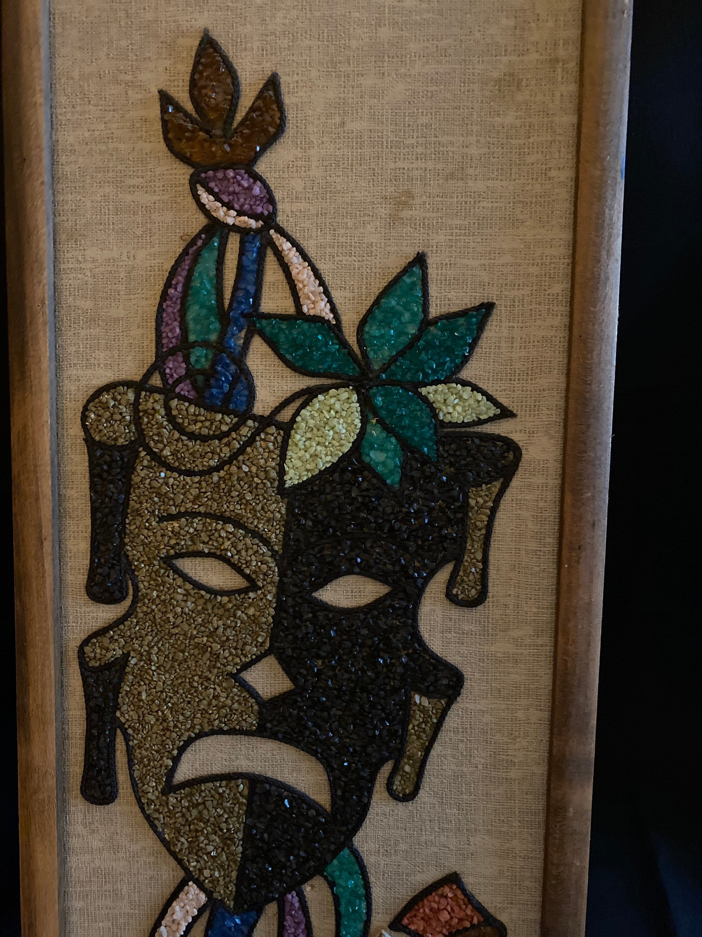 Vintage Mid Century Modern Mozaic Pebble Gravel Art Wall Hanging Set - Etsy