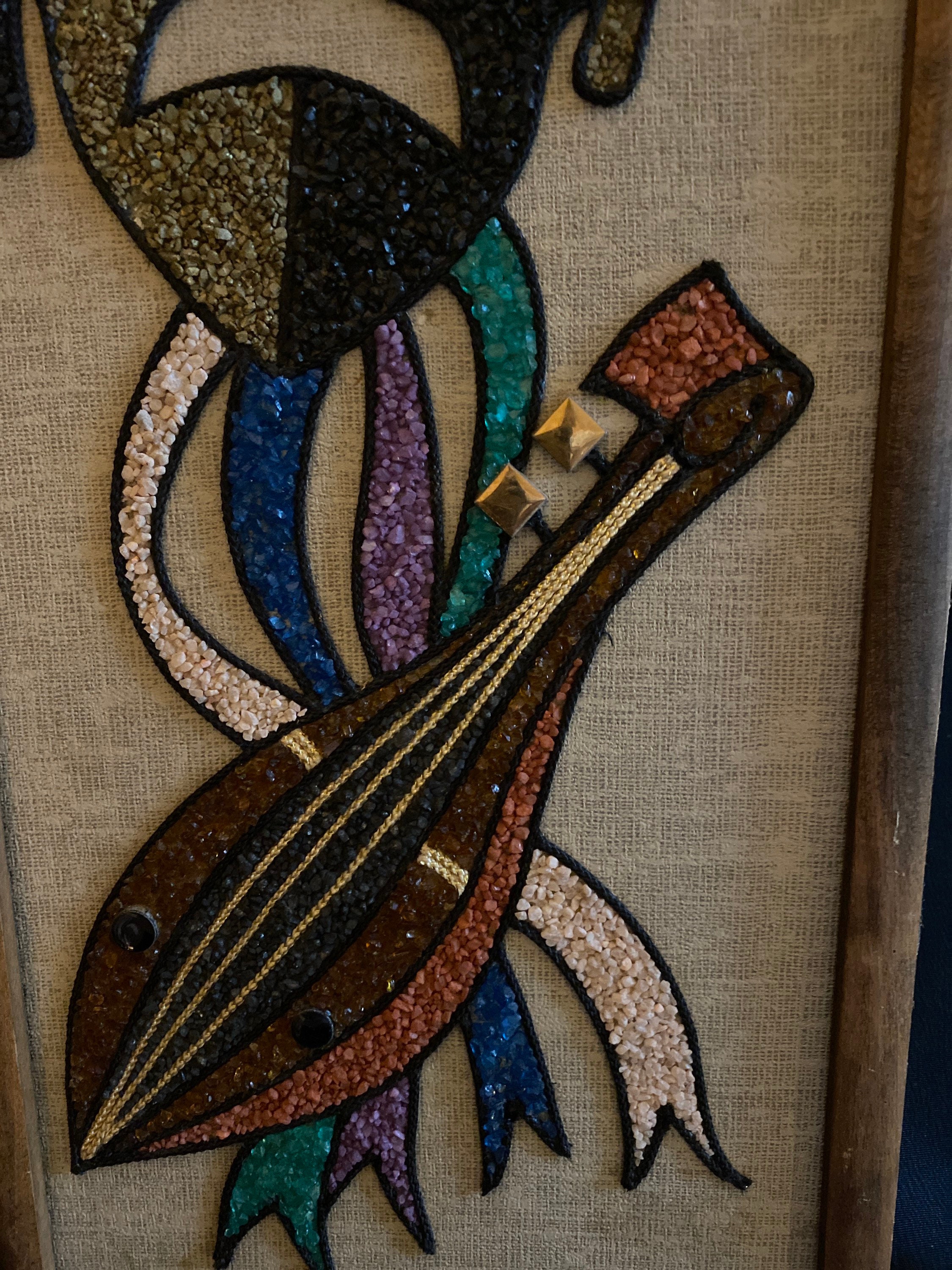 Vintage Mid Century Modern Mozaic Pebble Gravel Art Wall Hanging Set - Etsy