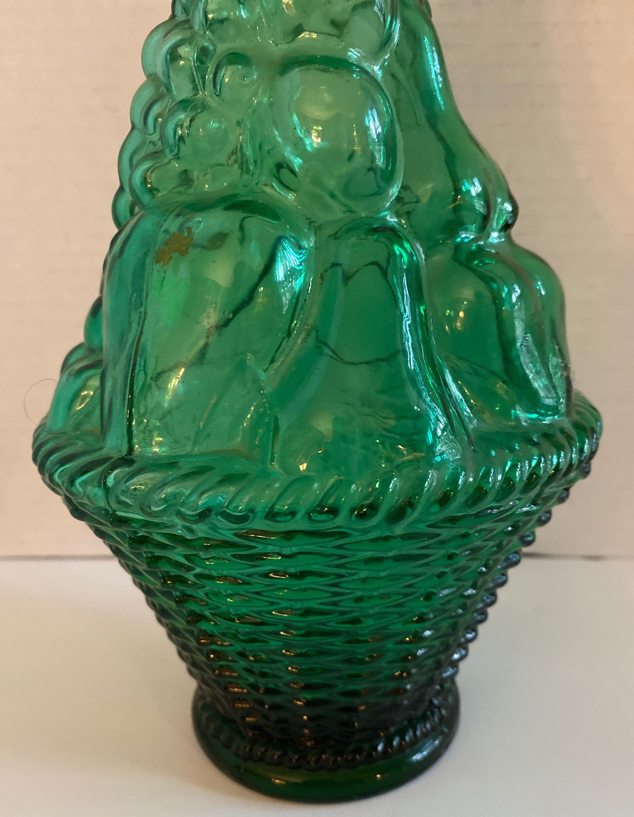 Vintage Mid Century Modern Green Glass Bottle Decanter - Etsy