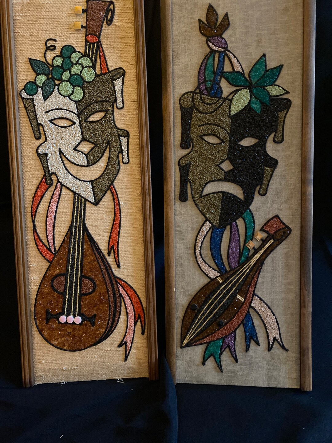 Vintage Mid Century Modern Mozaic Pebble Gravel Art Wall Hanging Set - Etsy