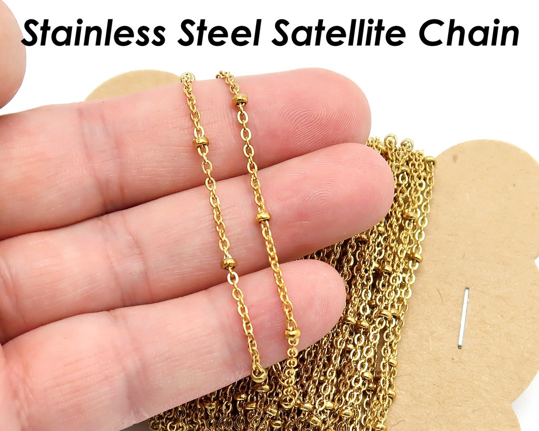 Bulk Satellite Bead Chain Stainless Steel, Gold Beaded Chain, Cable ...