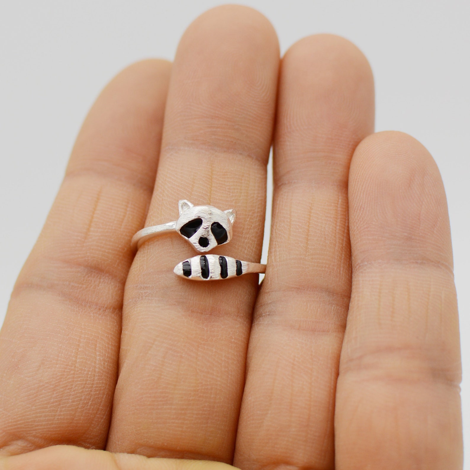 Lovely Raccoon Ring Cute Fox Ring Silver Ring Gift | Etsy