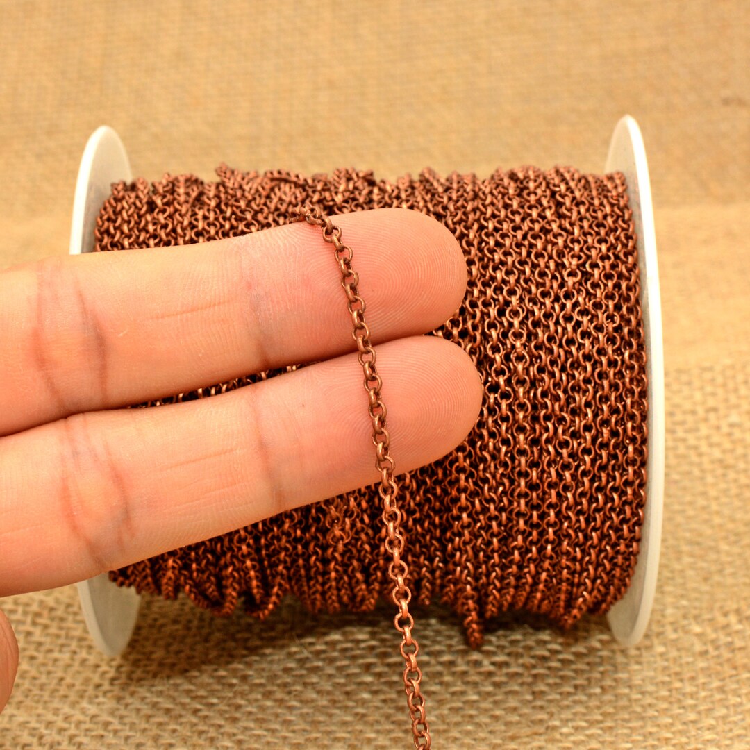 Antique Copper Chain Bulk, Bulk Copper Chain by the Foot, Circle Link ...