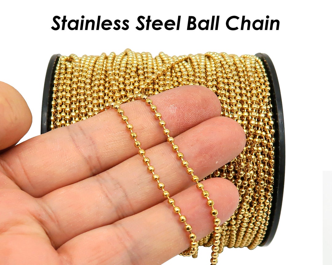 Stainless Steel Ball Chain Gold Silver by Length Inch Yark Spool ...
