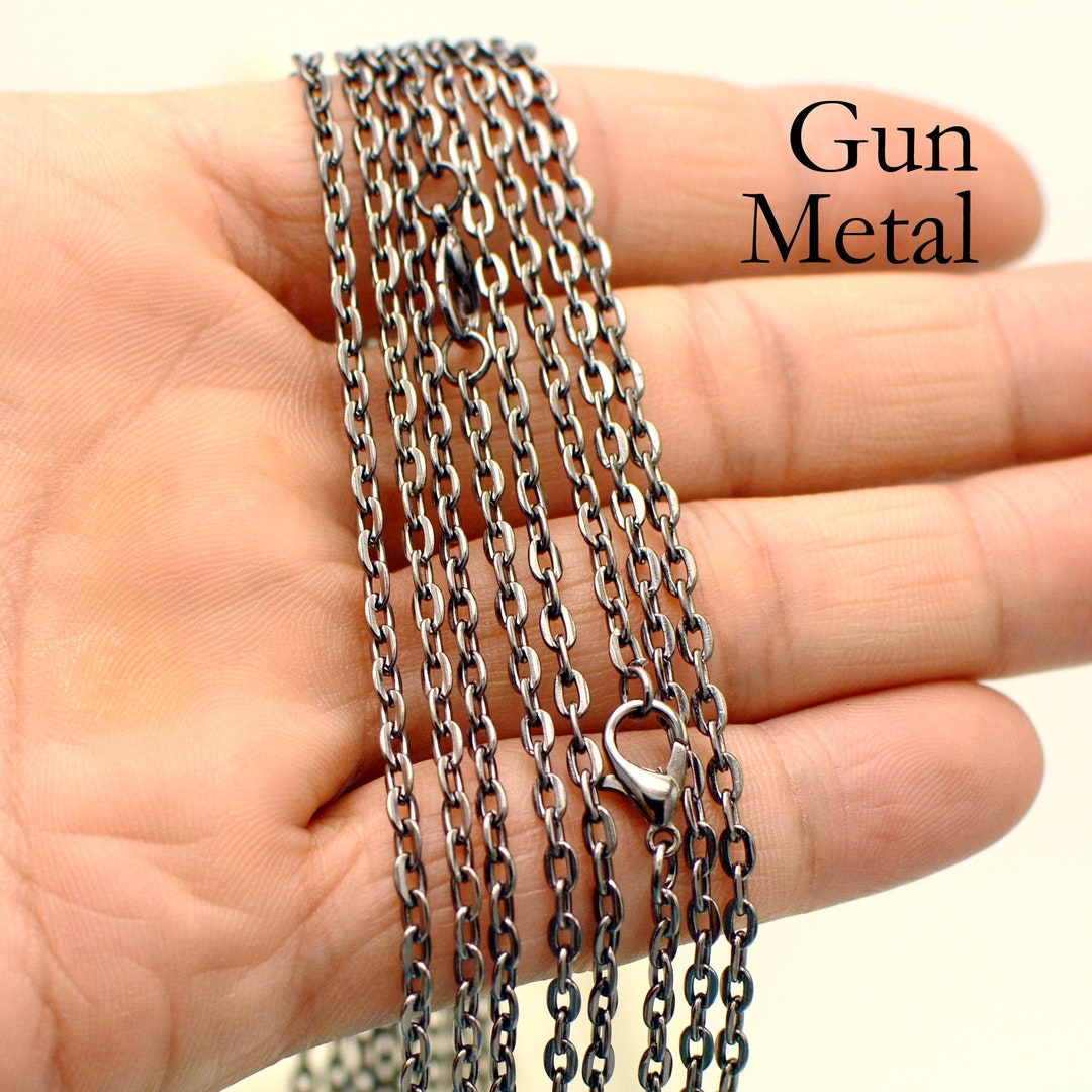 10 X Gun Metal Necklace for Women or Men, Wholesale 18 20 24 30 Inch ...