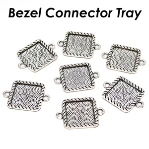 Round Square Bezel Connector Tray, Dual Loop Link Bezel, 16mm 20mm ...