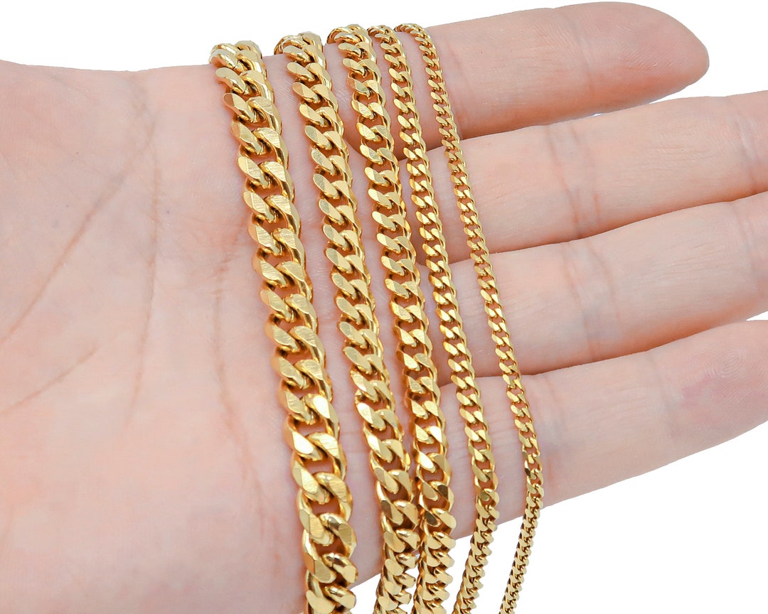 Stainless Steel Cuban Necklace Gold Silver, Cuban Chain Necklace for ...