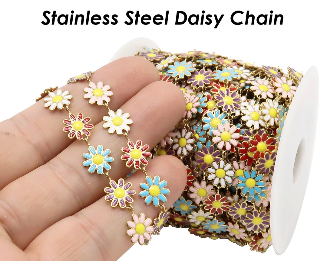 Daisy Flower Chain, Enamel Chain, Flower Chain for Women Jewelry, Gold ...