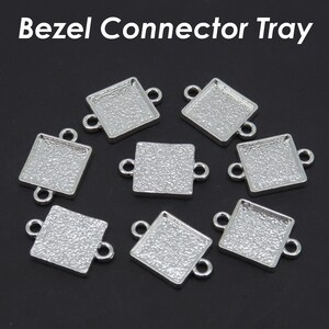 Square Bezel Connector, Double Loop Pendant Tray Blanks Silver, Bronze ...