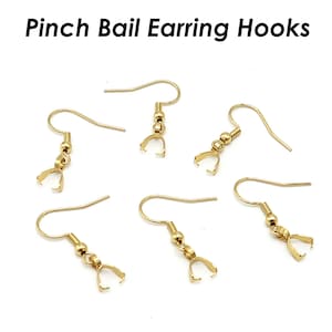 Stainless Steel Pinch Bail Earring Hooks Gold Silver, Wholesale Earring ...